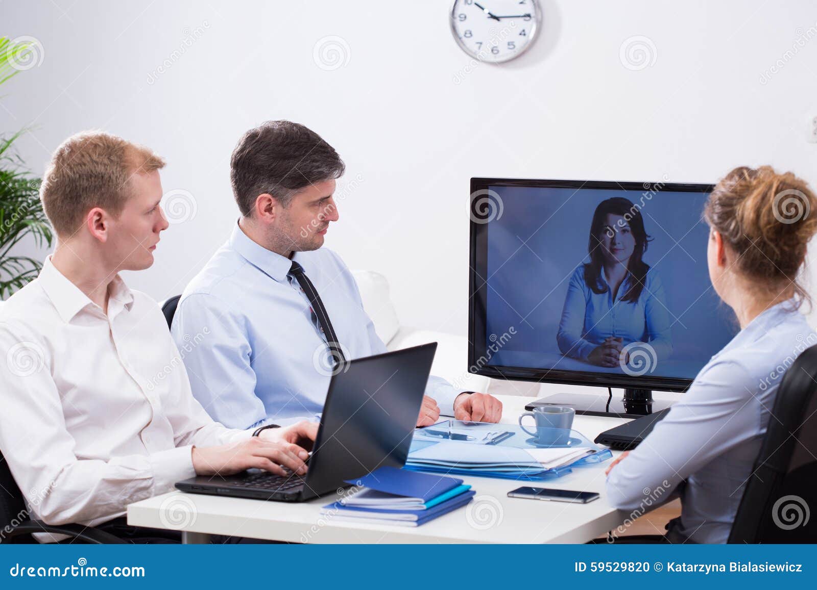 Business video conference stock photo. Image of laptop - 59529820