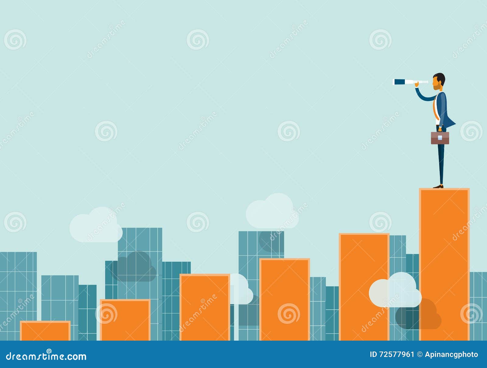 Business Vision Concept and Business Man Standing on Graph Stock Vector ...