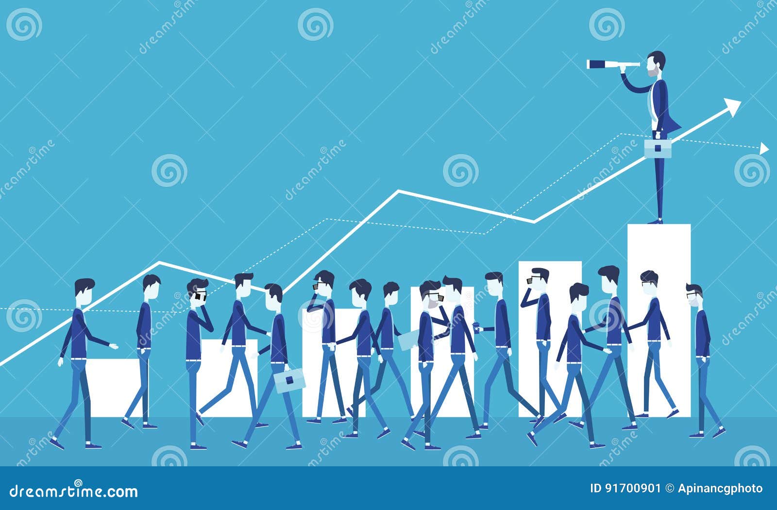 Business Vision Concept and Business Man Standing on Graph Growth Stock ...