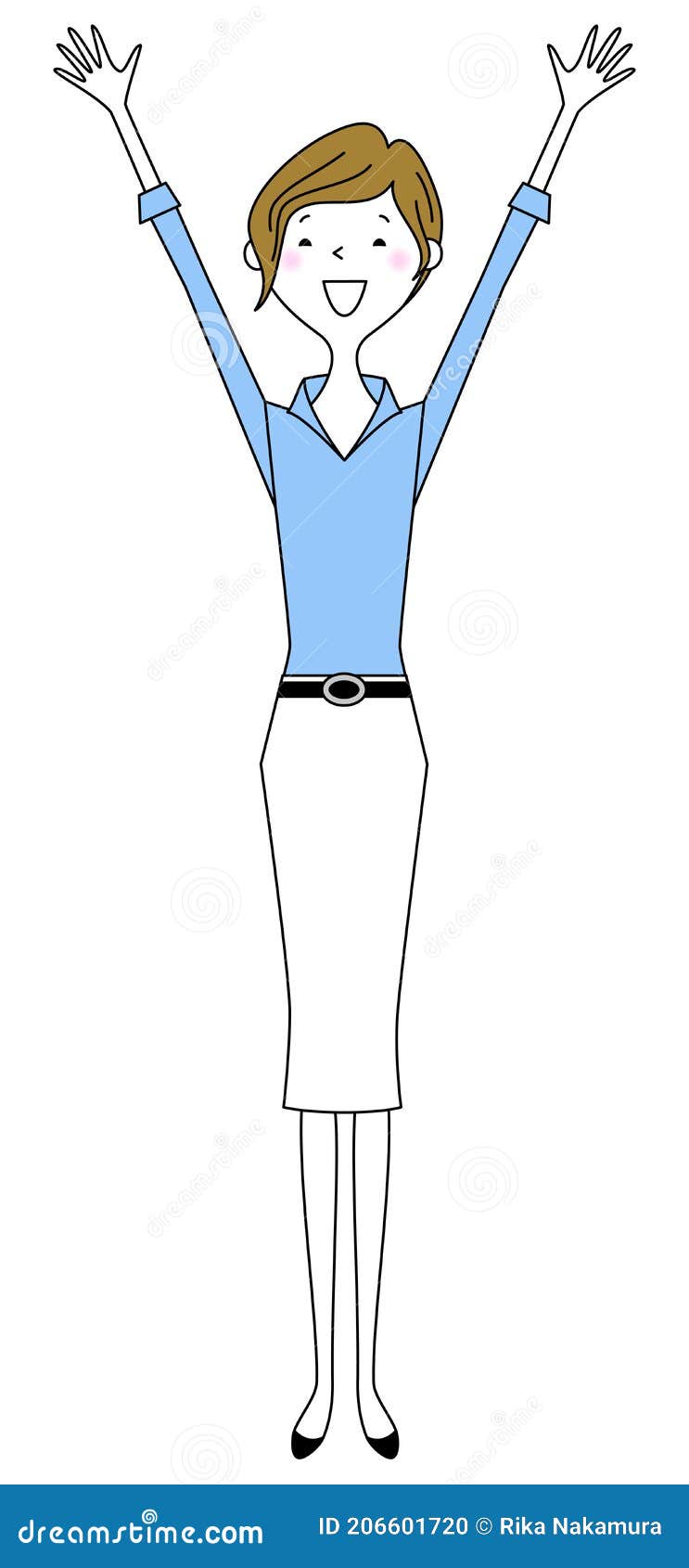 Hurray business woman stock vector. Illustration of japanese - 206601720