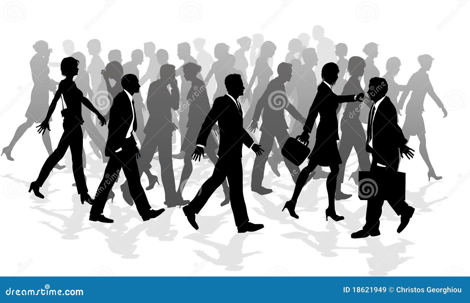 People Rushing Cartoon