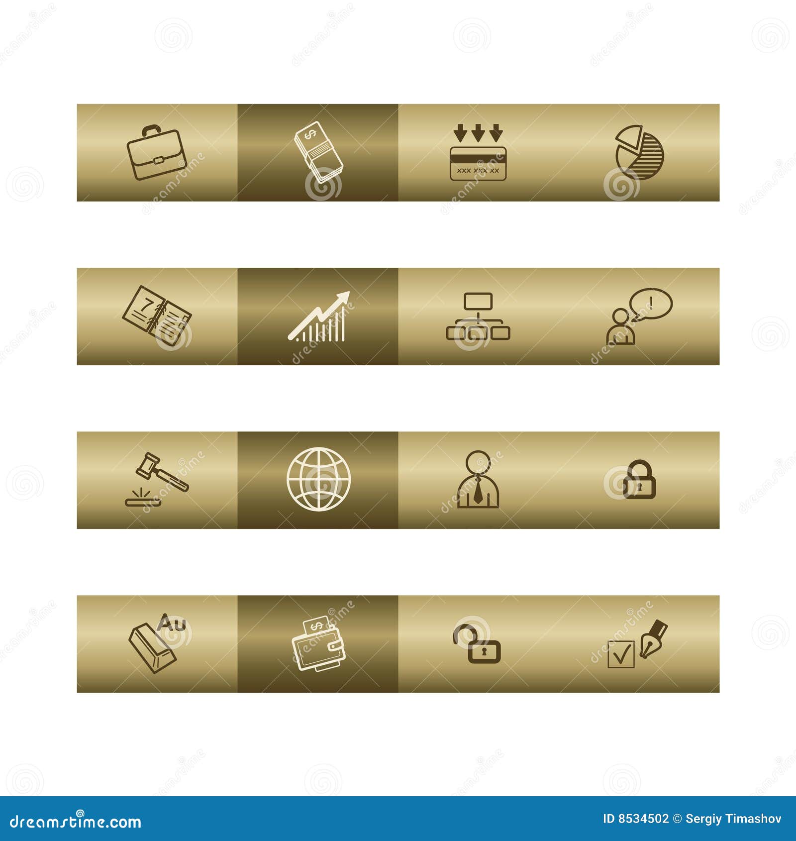 Business Web Icons on Bronze Bar Stock Vector - Illustration of card ...