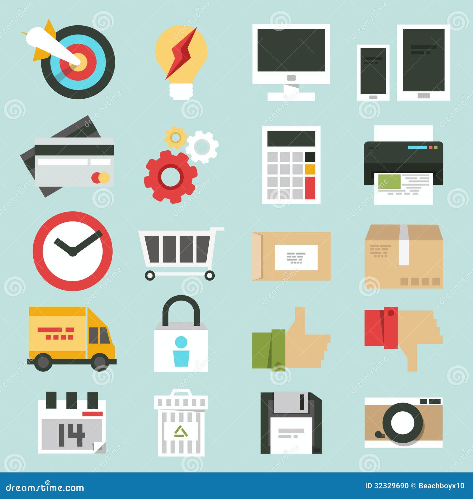 Business web icons set stock vector. Illustration of cart - 32329690