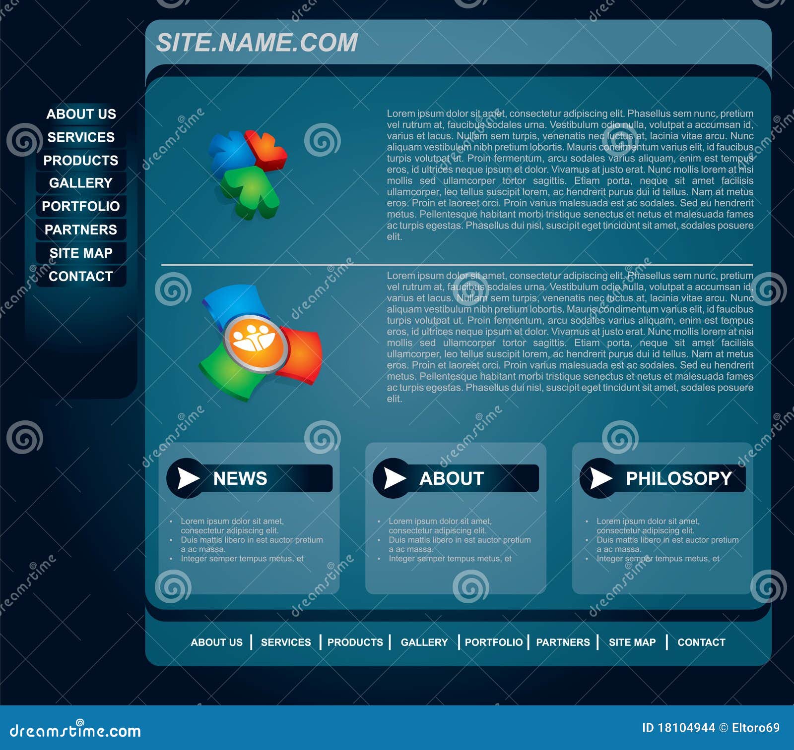 Business Web Page Template Set Stock Vector - Illustration of arrow ...