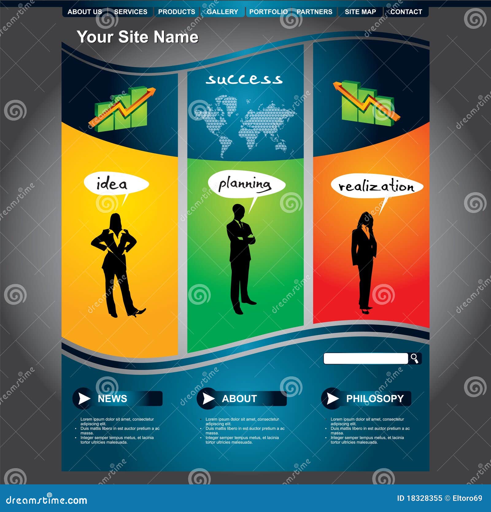 Business Web Page Template Set Stock Vector - Illustration of ...