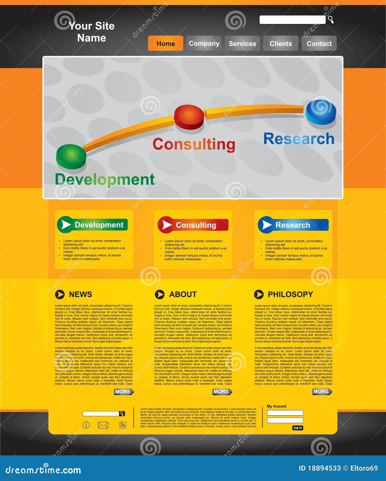 Business Web Page Template Set Stock Vector - Illustration of global ...