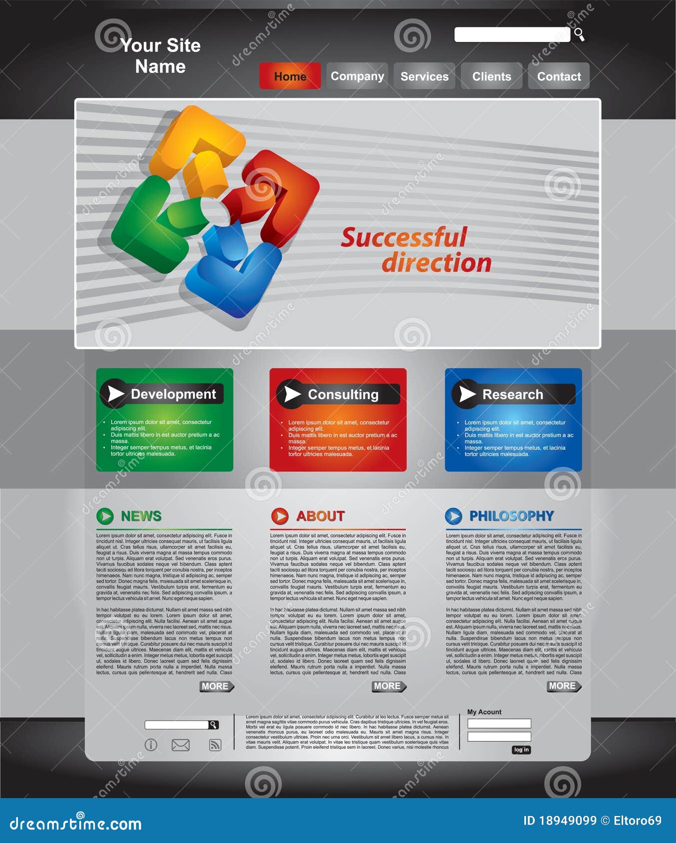 Business Web Page Template Set Stock Vector - Illustration of direction ...