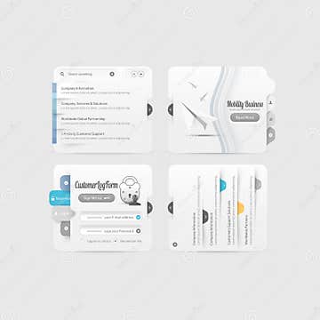 Business Web Site Design Menu Navigation Elements with Icons Set Stock ...