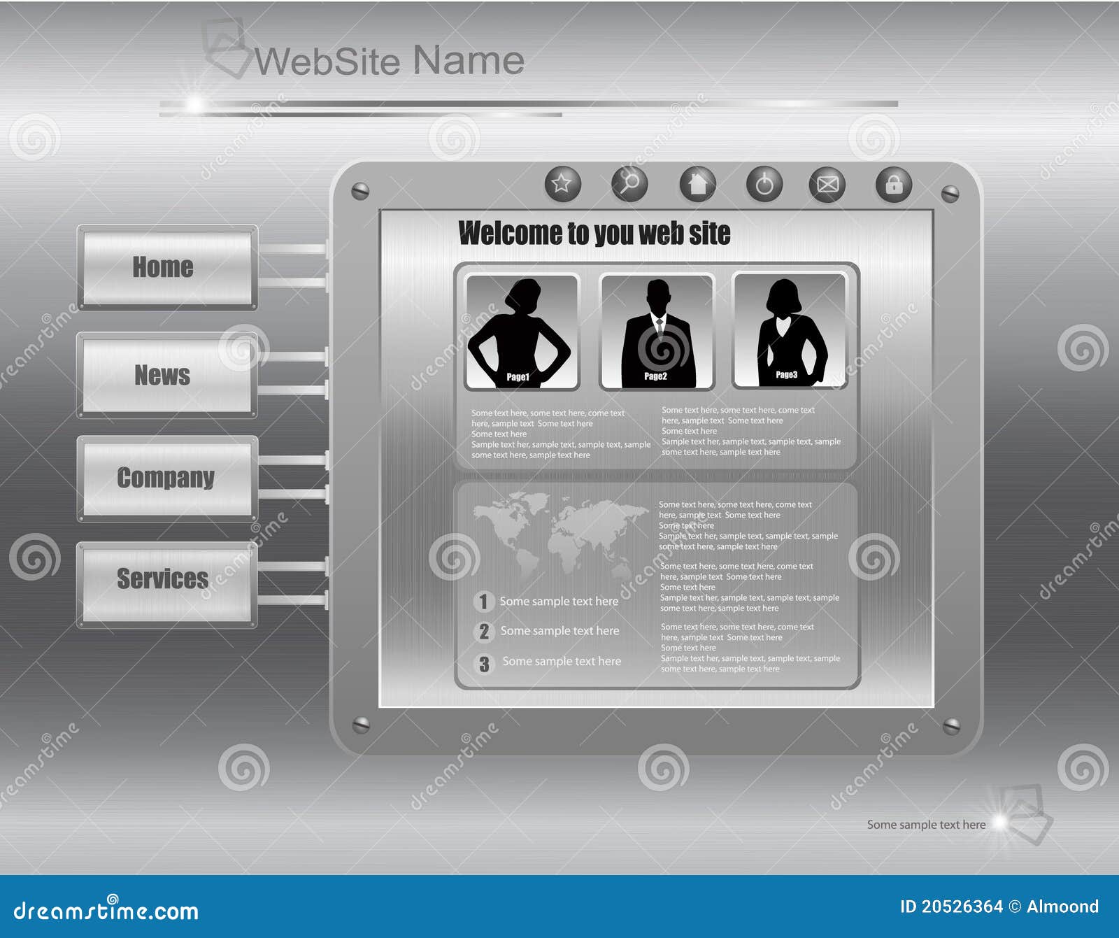 Business Website Design Template, Metallic Silver. Stock Vector ...