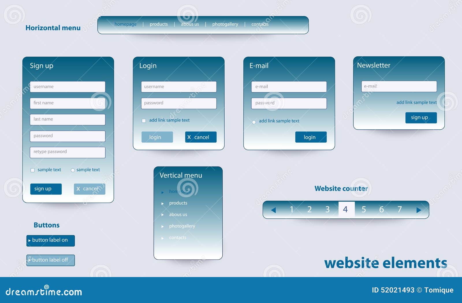 Business Website Elements with Text Stock Illustration - Illustration ...