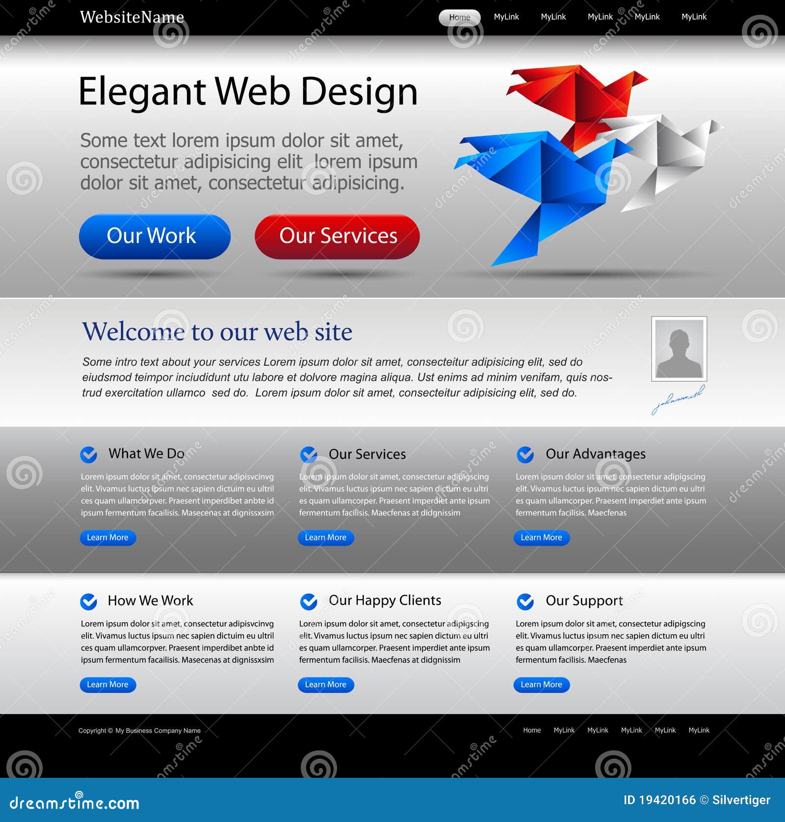 Business Website Silver Template Stock Vector - Illustration of ...