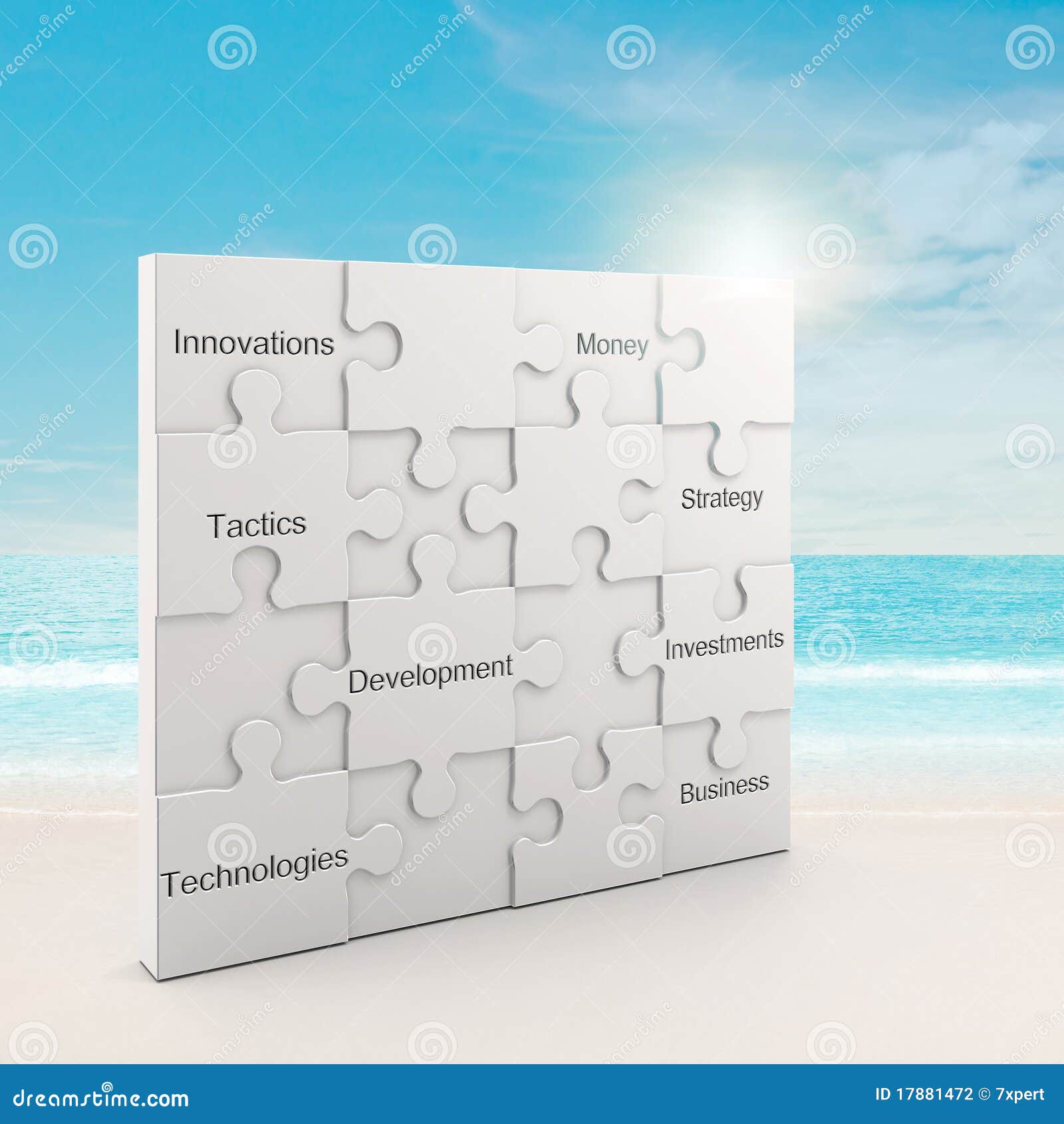 Puzzle Concept. Teamwork And Business Partnership Metaphor With Cartoon ...