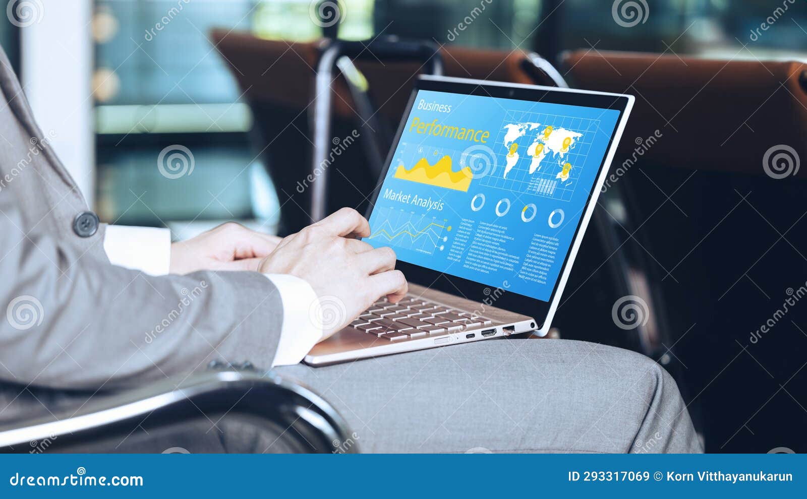 Business Wireless Working on Laptop Computer Analyst Business Data ...