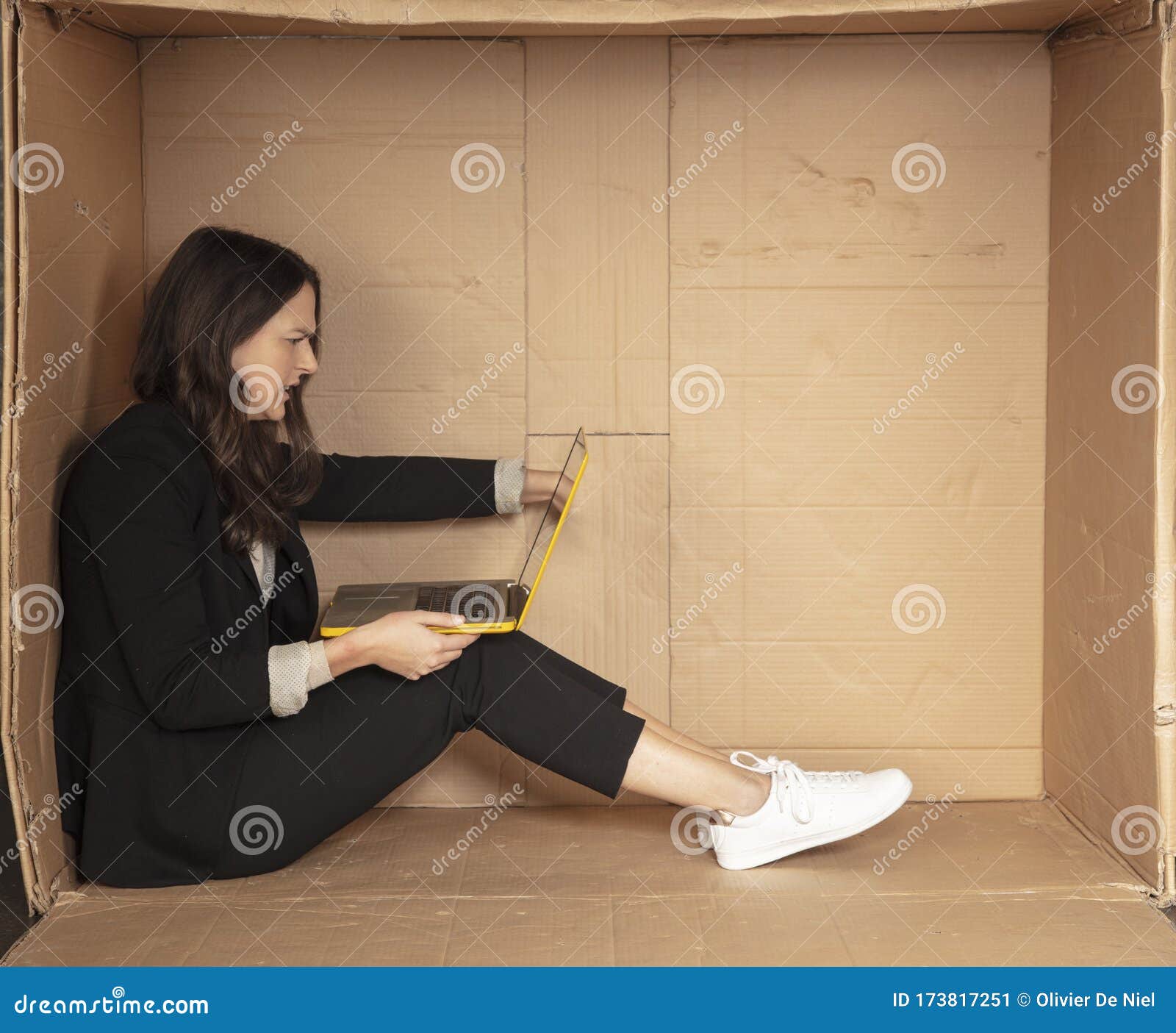Business Woman Addicted To Working on the Computer, Absorbed on the ...