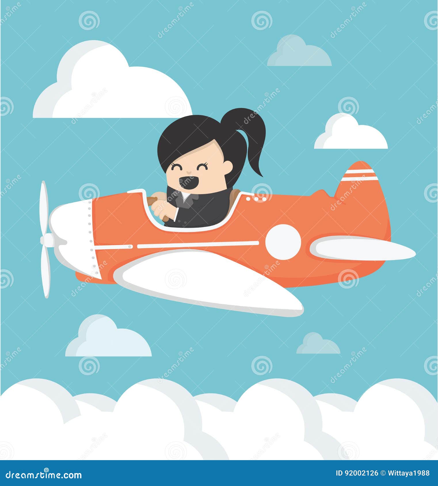 Business Woman on Airplane Vector Stock Vector - Illustration of ...