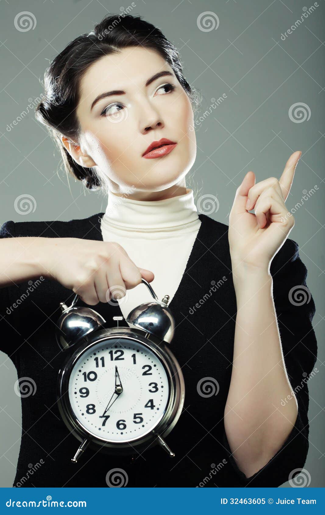 The Business Woman with an Alarm Clock Stock Image - Image of business ...