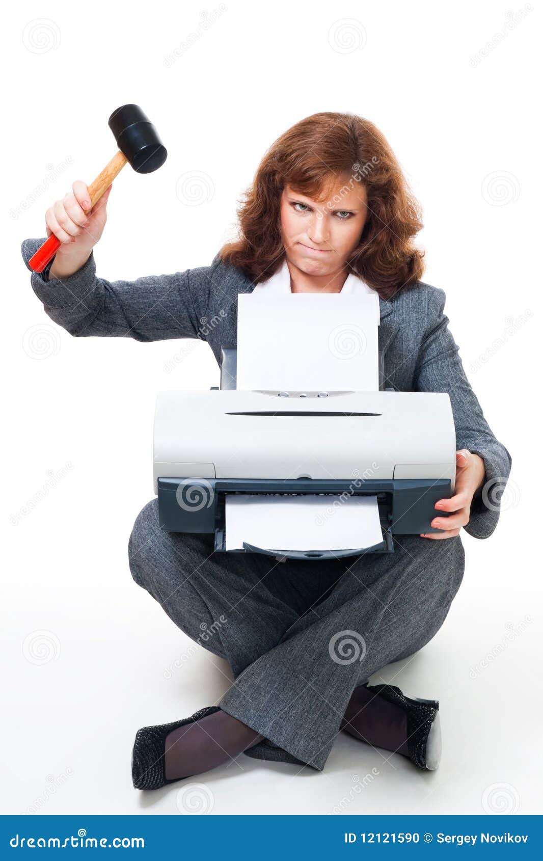 Business Woman Angry on Her Printer Stock Photo - Image of angry ...