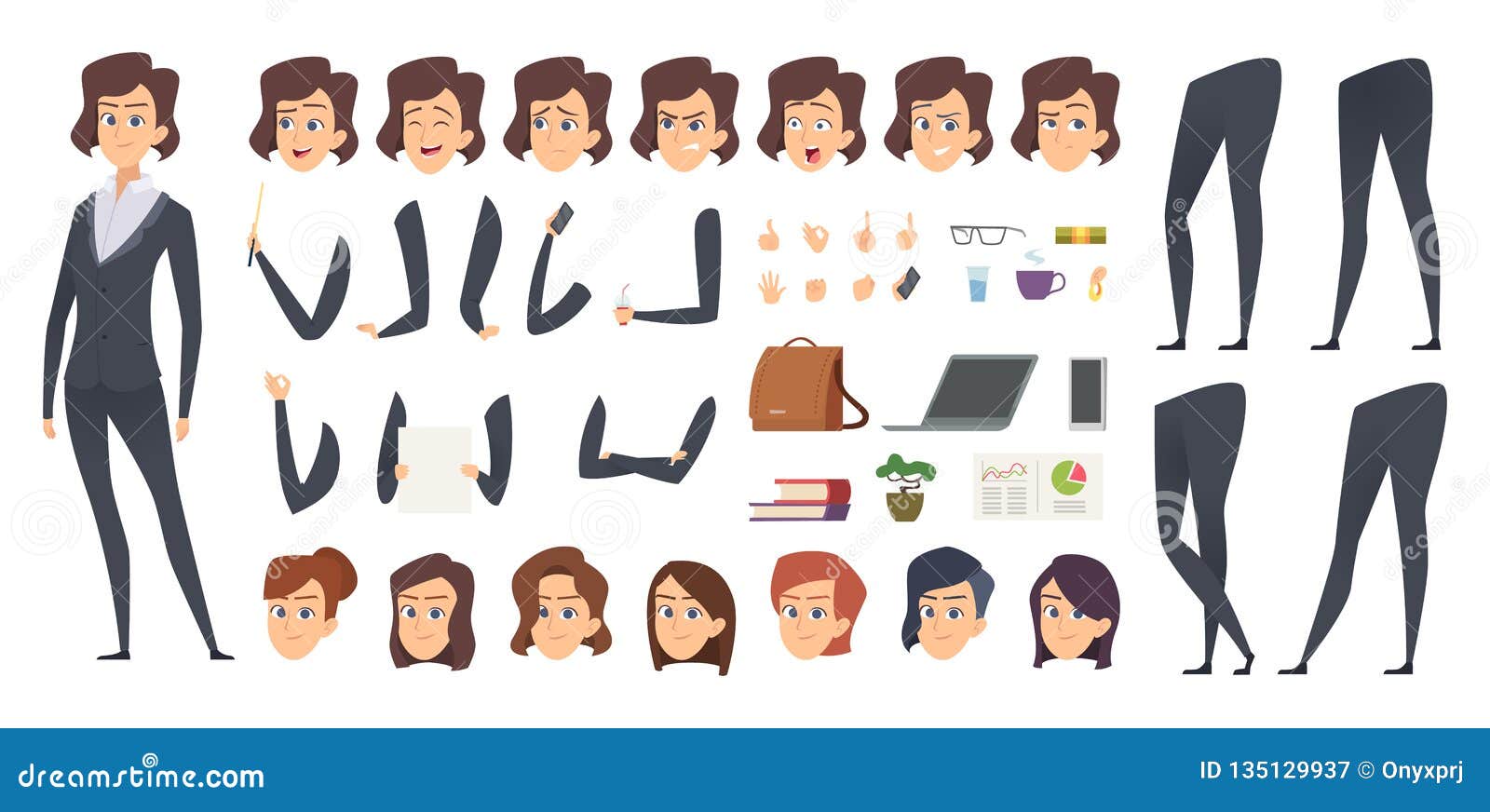 Business Woman Animation Creation Kit Female Manager Body Parts And