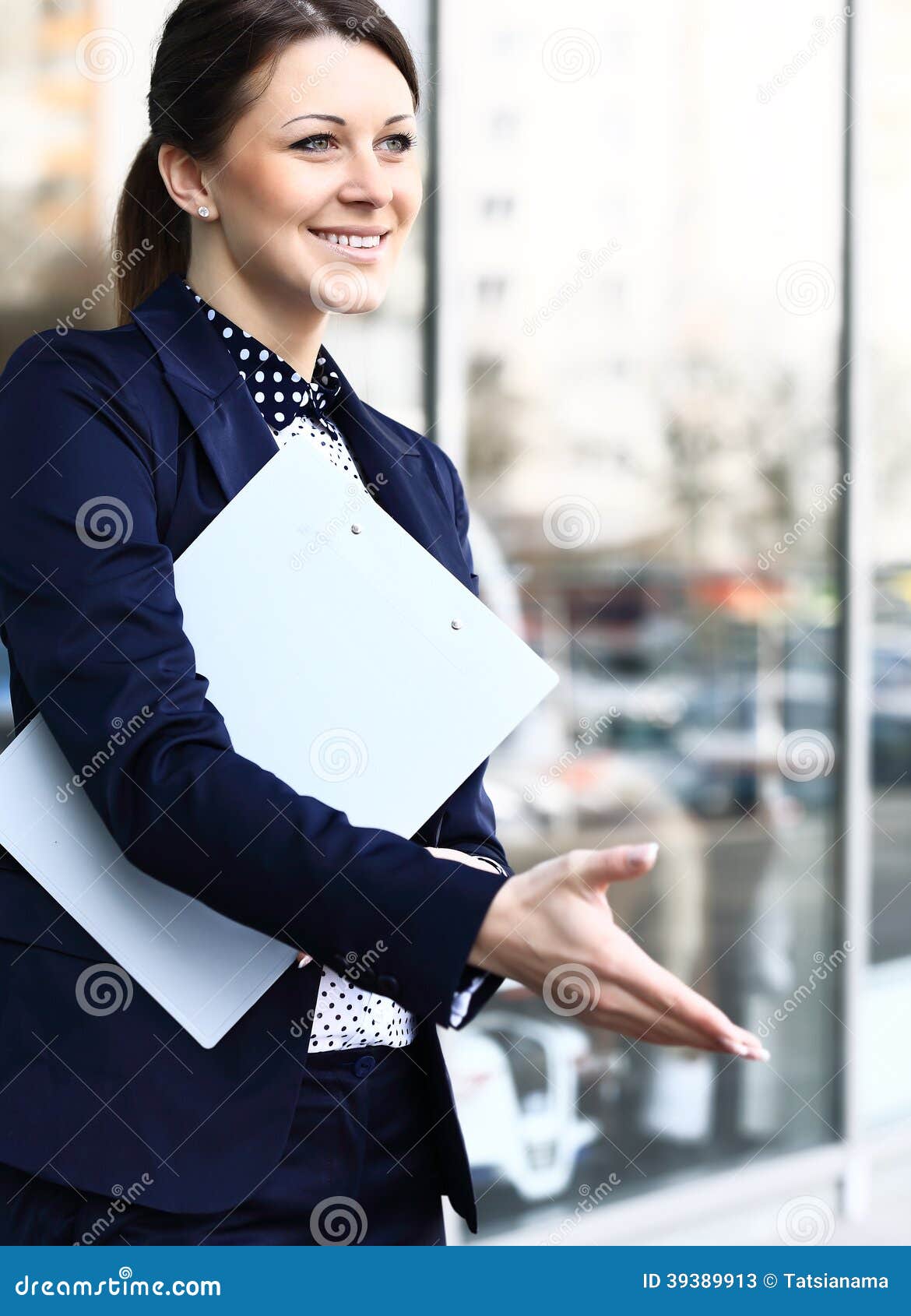 Business Woman with Arm Extended Stock Image - Image of gesture, female ...