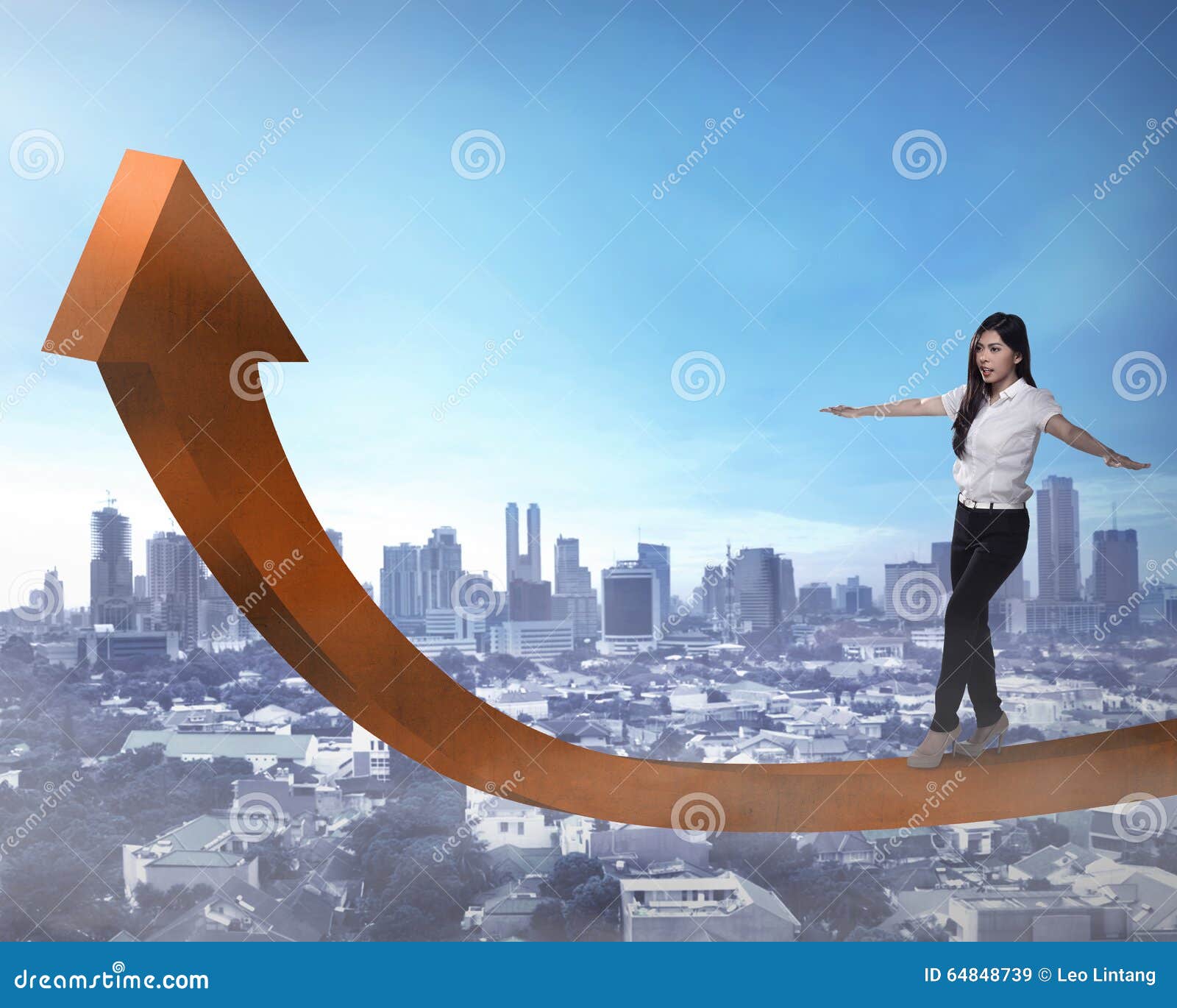Business Woman Balancing Increasing Chart Stock Image - Image of female ...