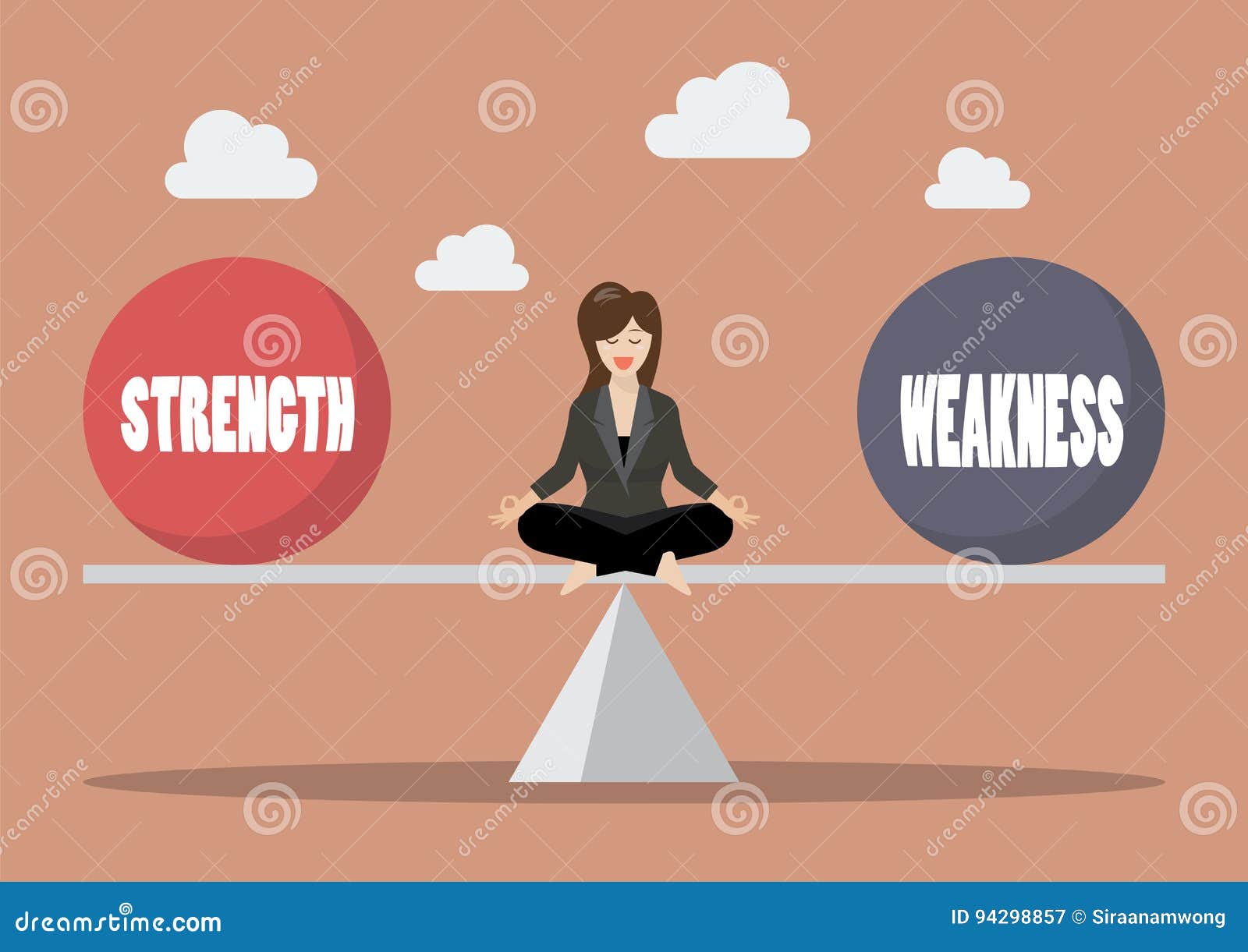 Business Woman Balancing between Strength and Weakness Stock Vector ... Business Woman Balancing between Strength and Weakness Stock Vector ...