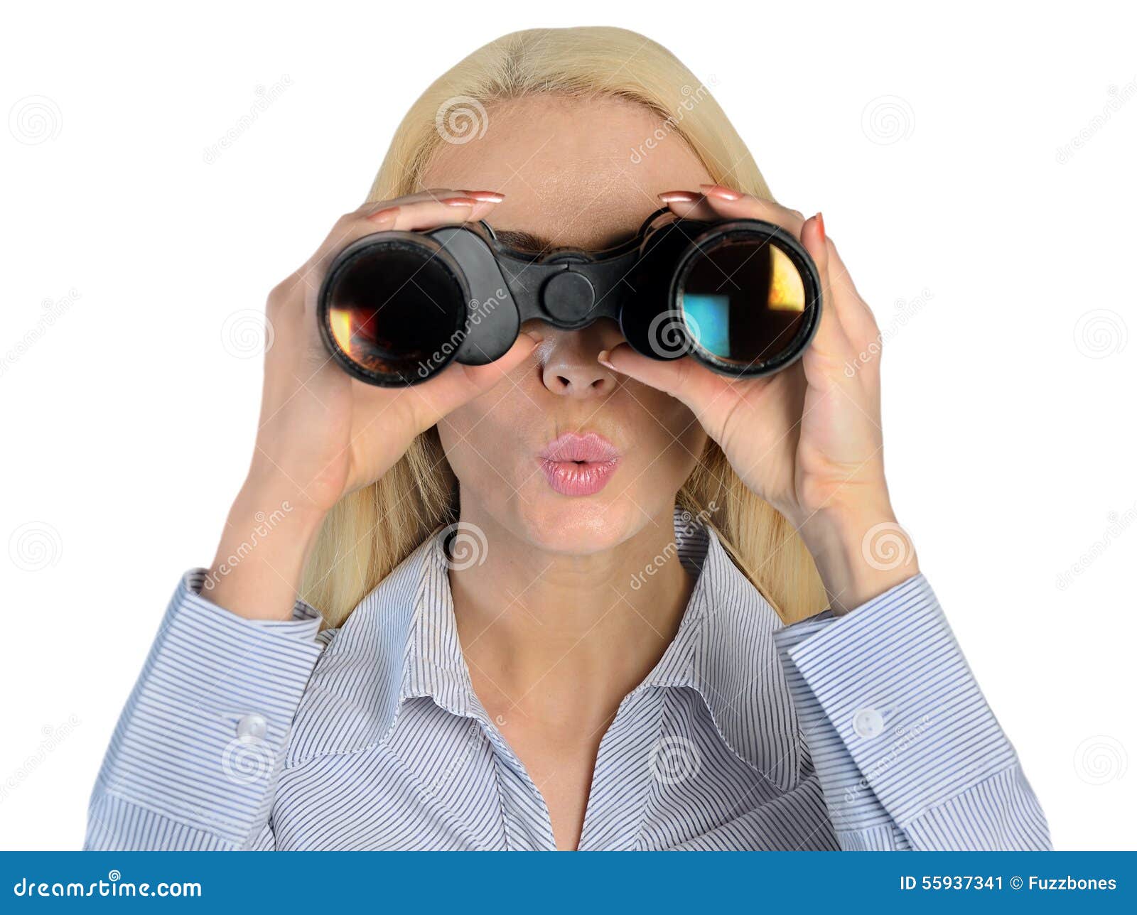 Business Woman with Binoculars Stock Image - Image of isolated, concept ...