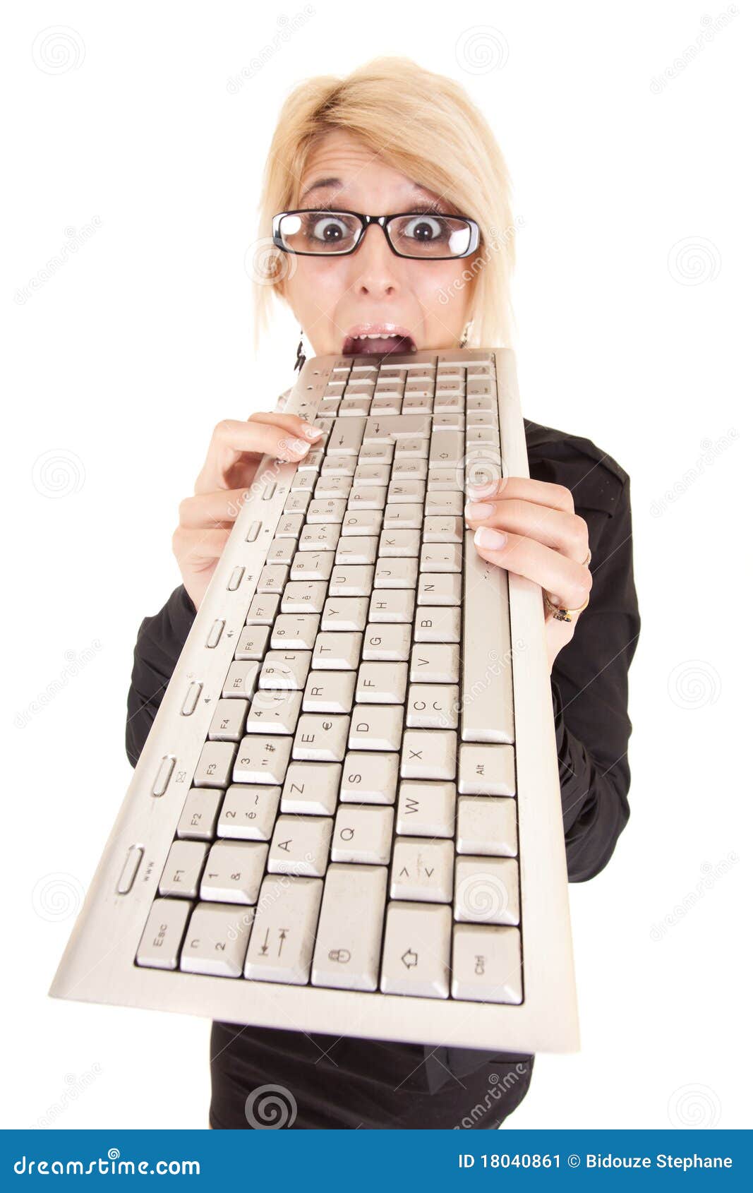Business Woman Biting Keyboard Stock Image - Image of anger, adult ...