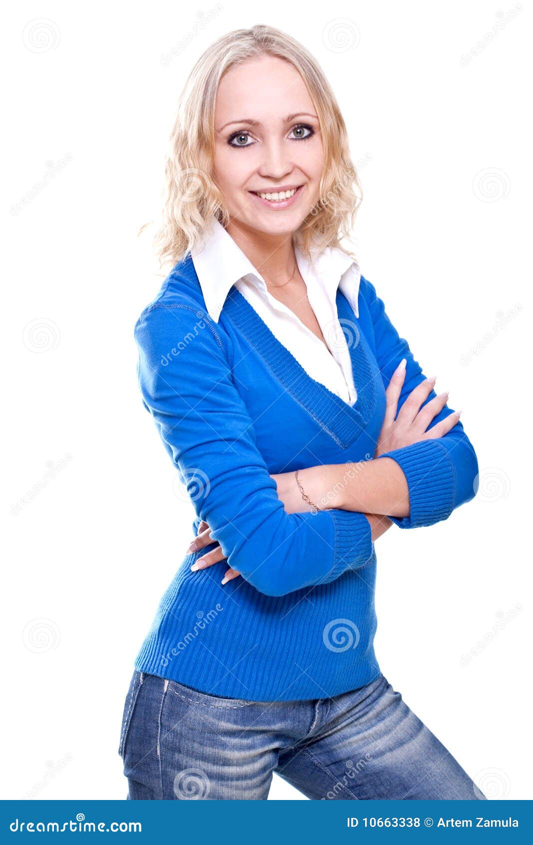 Business Woman in a Blue Jacket Stock Photo - Image of people, smiling ...