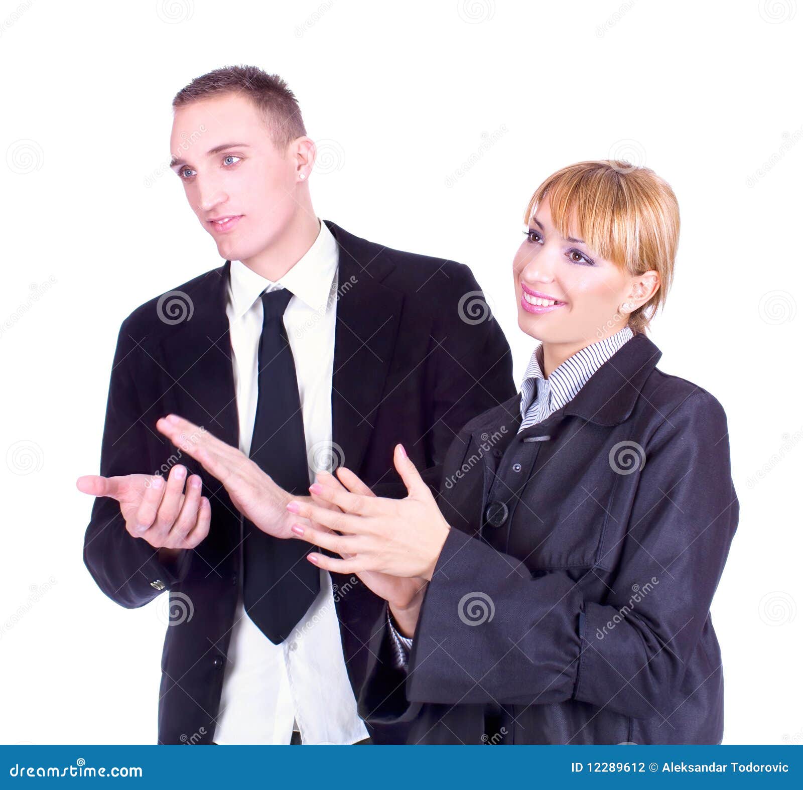 Business Woman and Business Man Clapping Hands Stock Photo - Image of ...