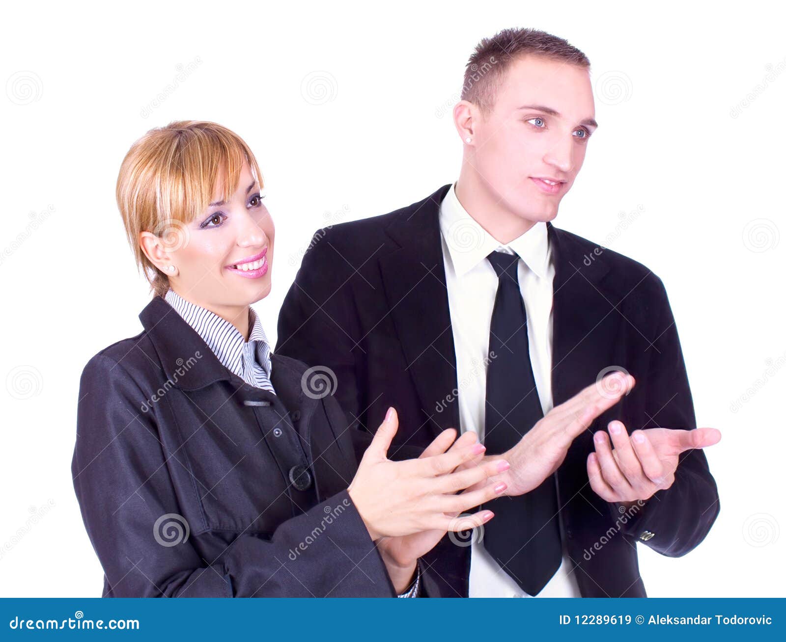Business Woman and Business Man Clapping Hands Stock Image - Image of ...