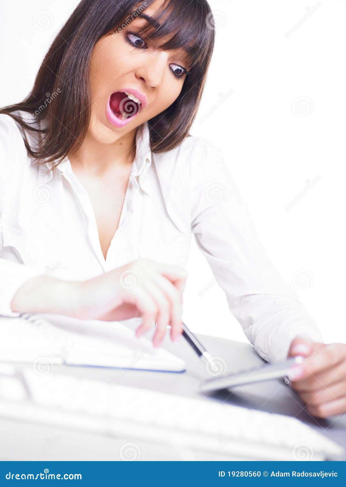 Business Woman Calculating with Calculator Stock Photo - Image of ...