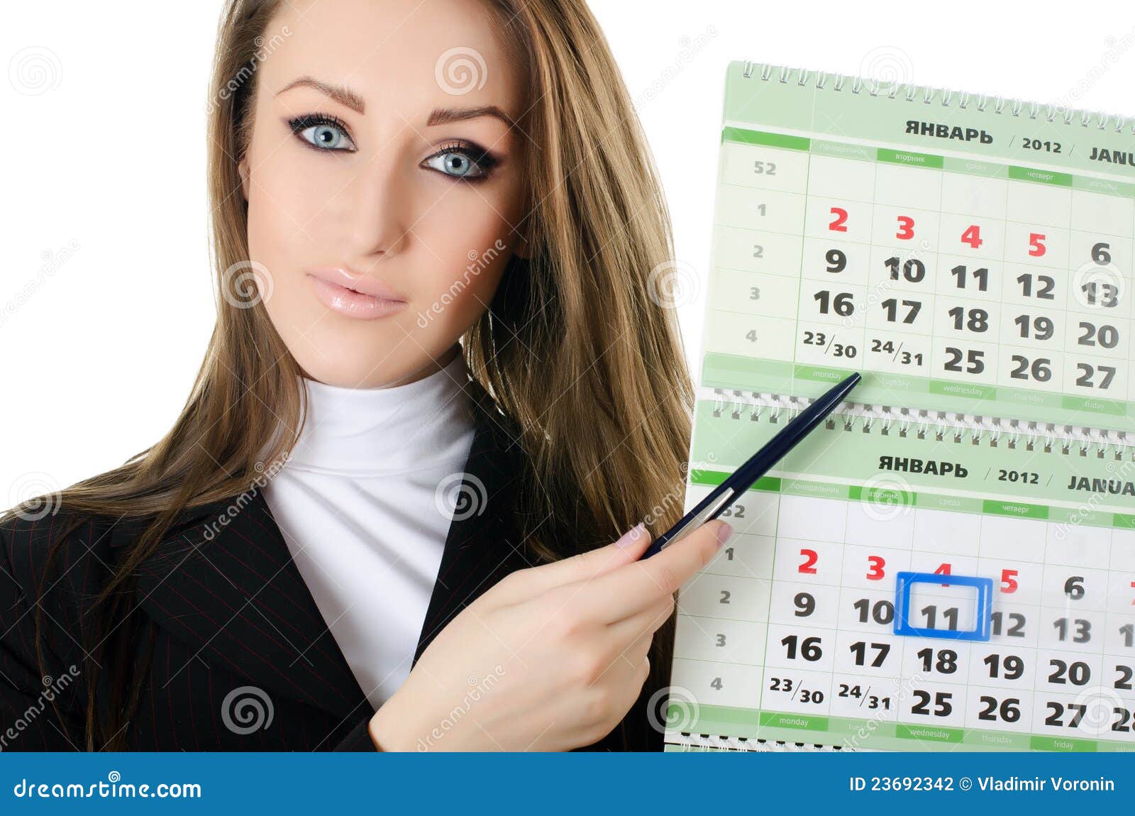 The Business Woman with a Calendar Stock Photo - Image of note, monday ...