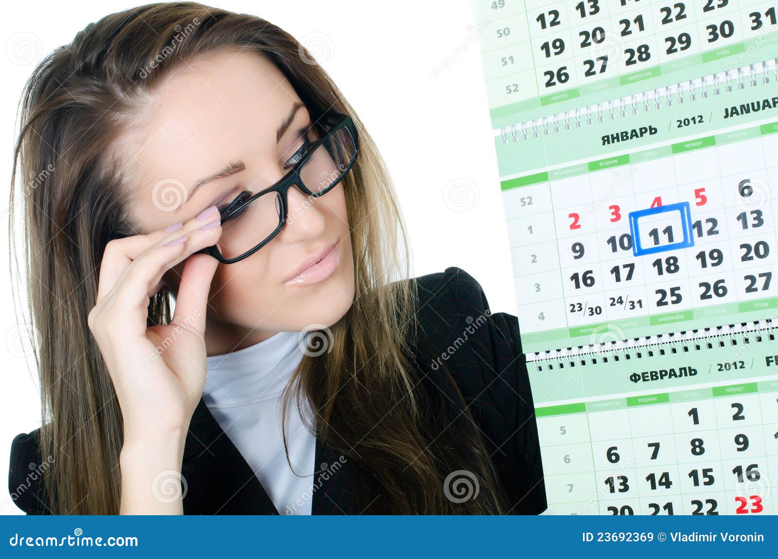 The Business Woman with a Calendar Stock Image - Image of happy ...