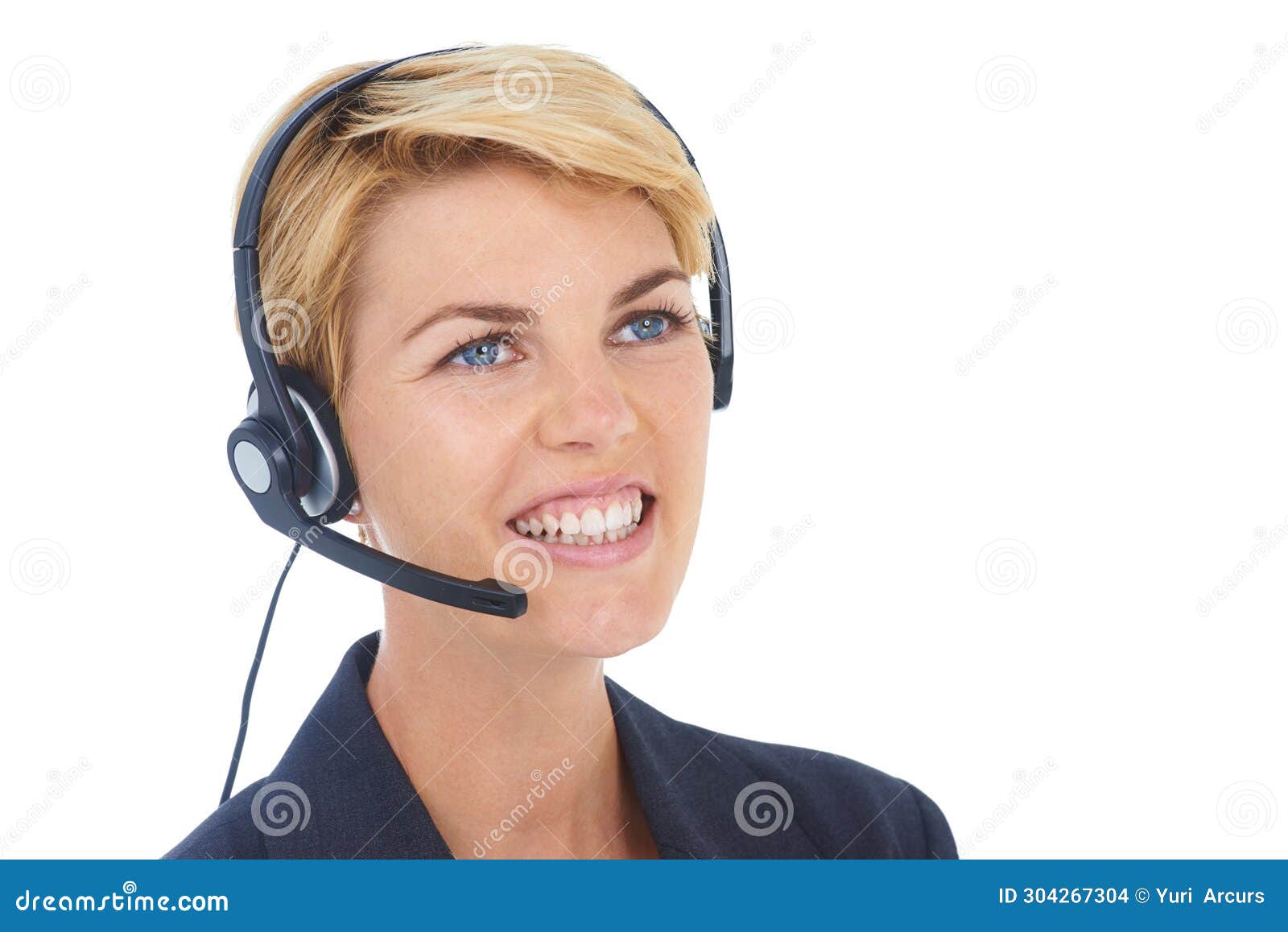 Business Woman, Call Center and Thinking in Studio for Communication ...