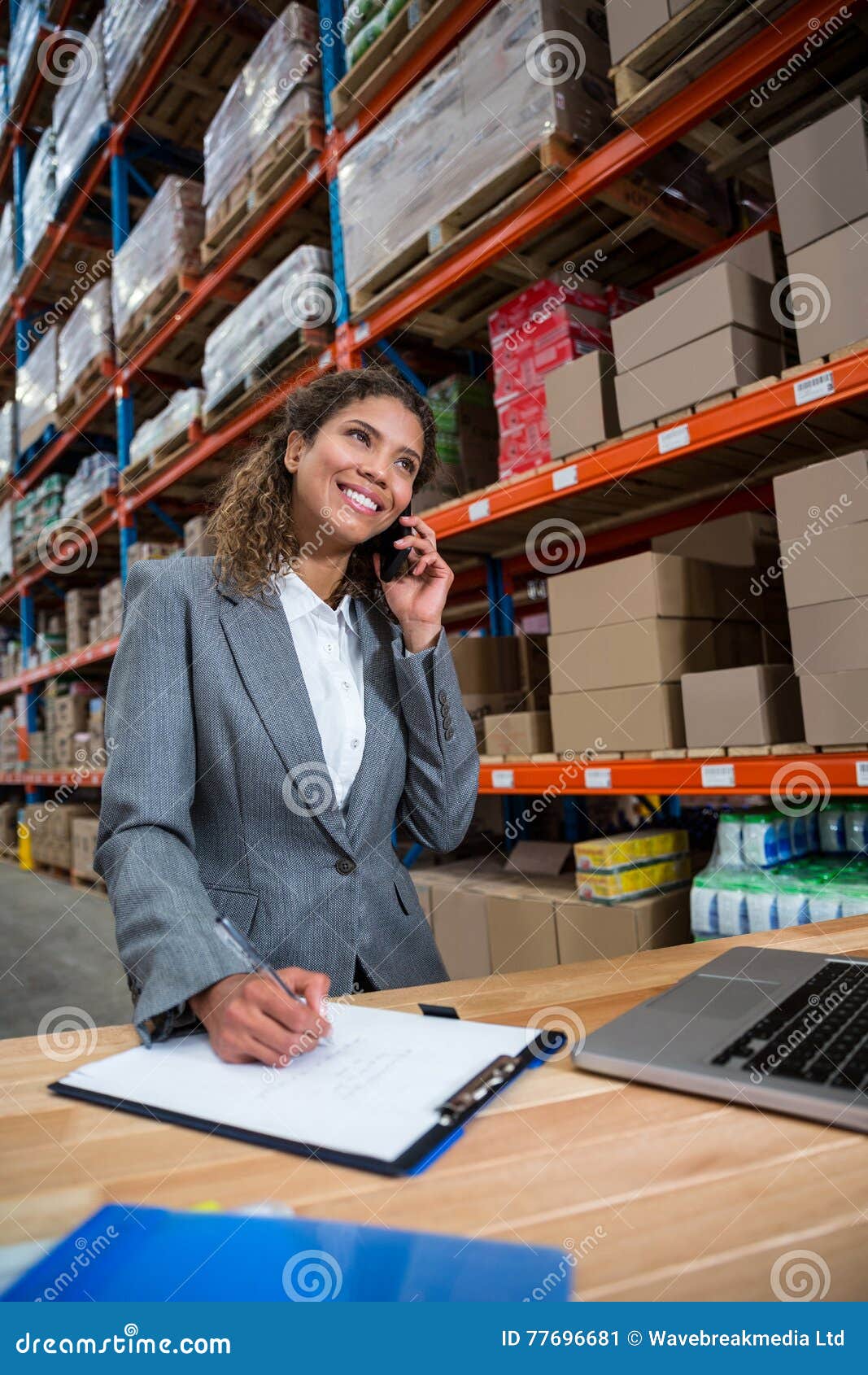 Business Woman Calling on Her Desk Stock Image - Image of career ...