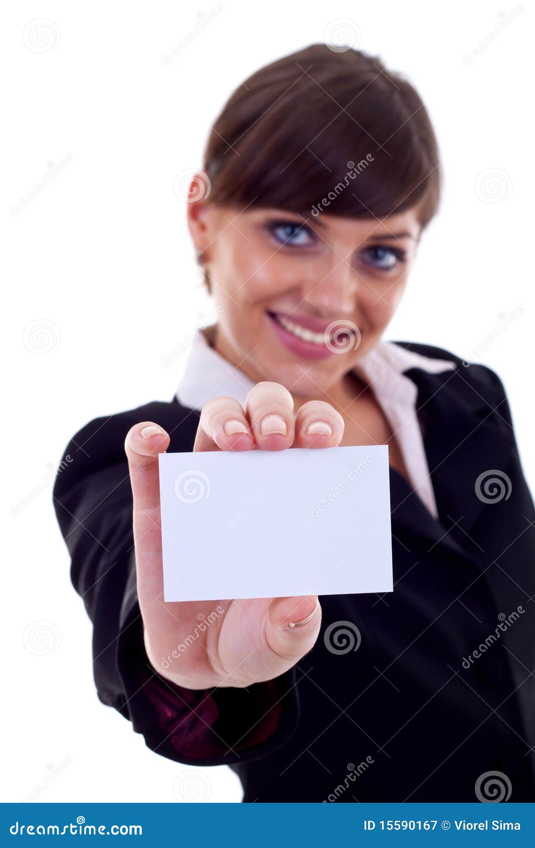 Business woman with card stock image. Image of conference - 15590167