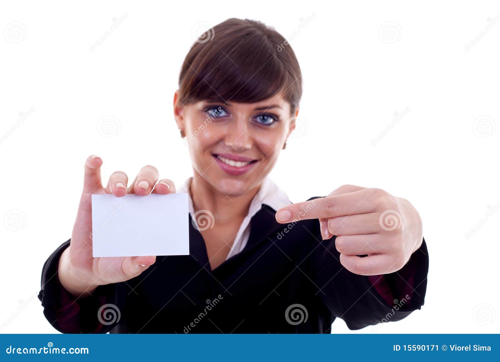 Business woman with card stock image. Image of businesswoman - 15590171