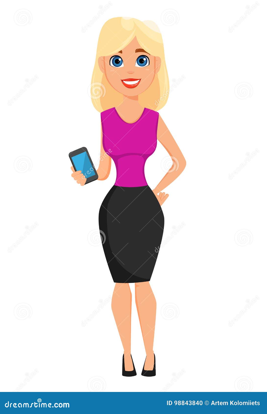 Business Woman Cartoon Character Cute Blonde Businesswoman Hold Stock Vector Illustration Of