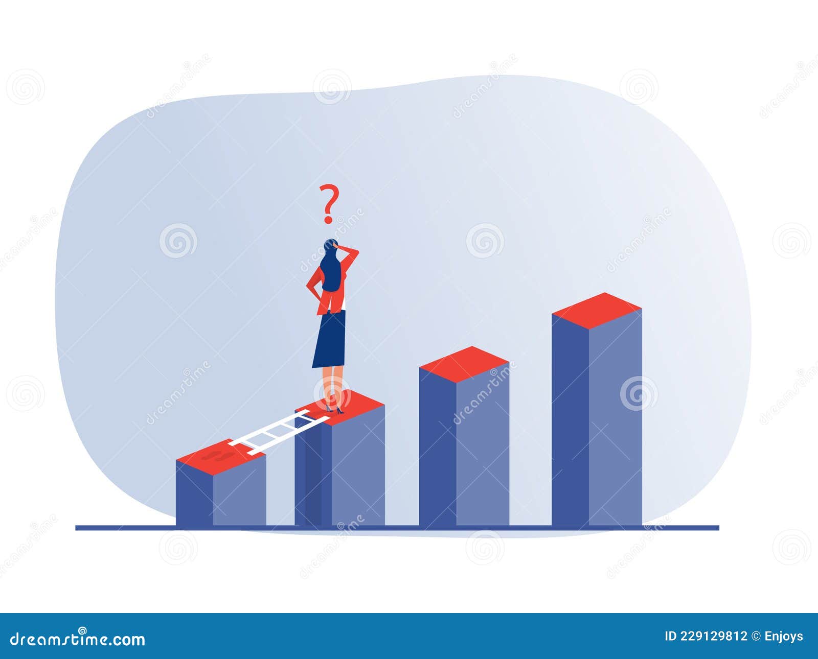 Business Woman Challenge and Solution Standing Over Big Graph Concept ...