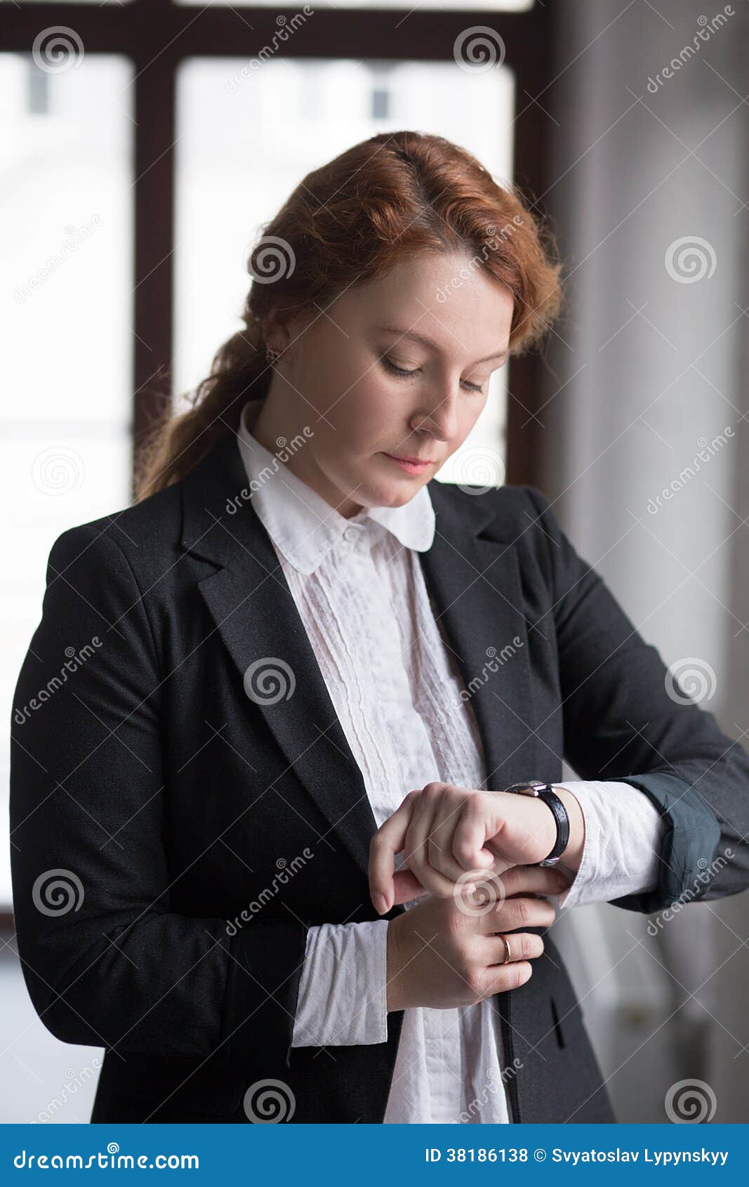 Business Woman Check Time in Office Stock Photo - Image of bright ...