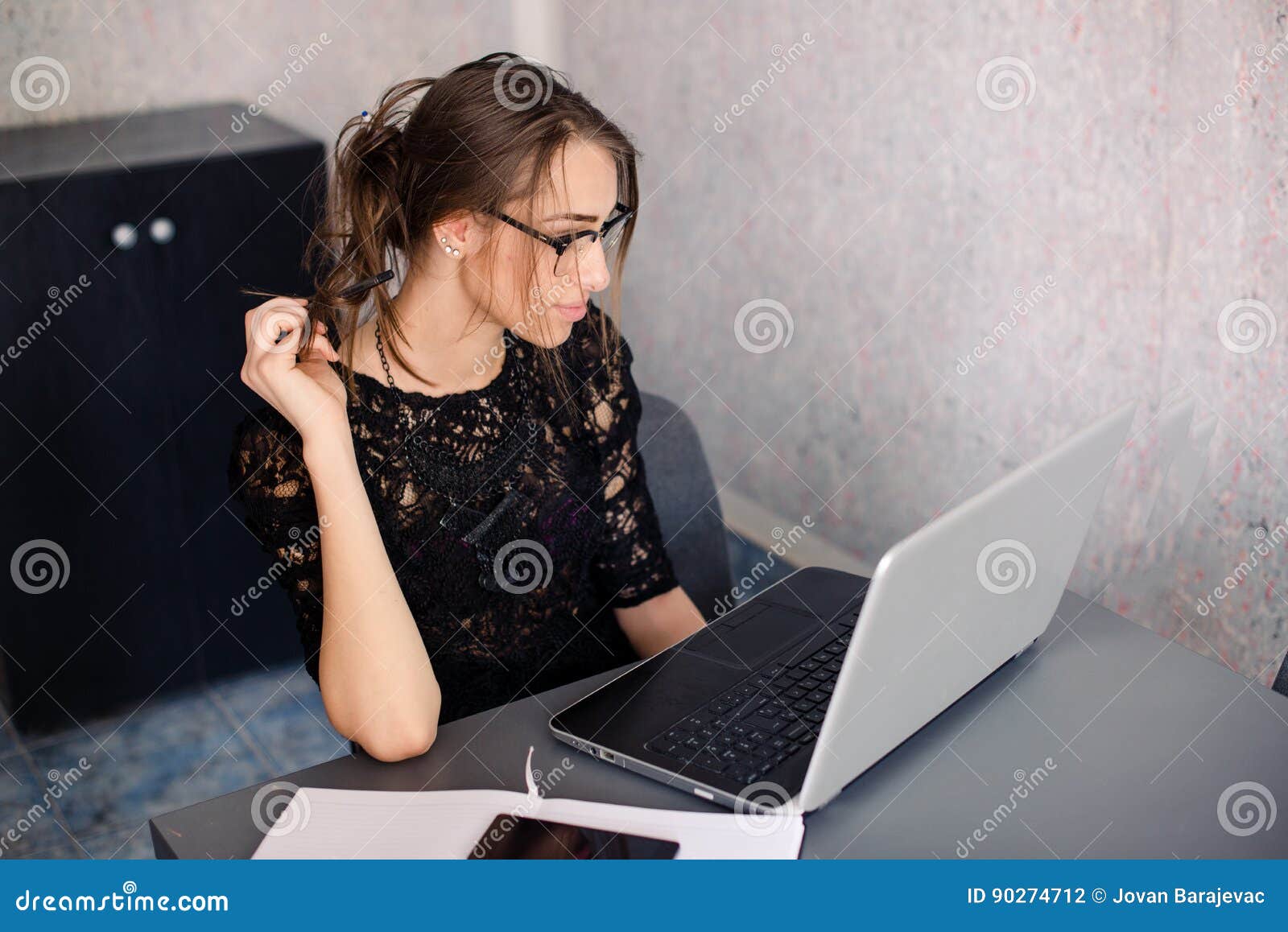 Business Woman Checking Email Stock Photo - Image of person, caucasian ...
