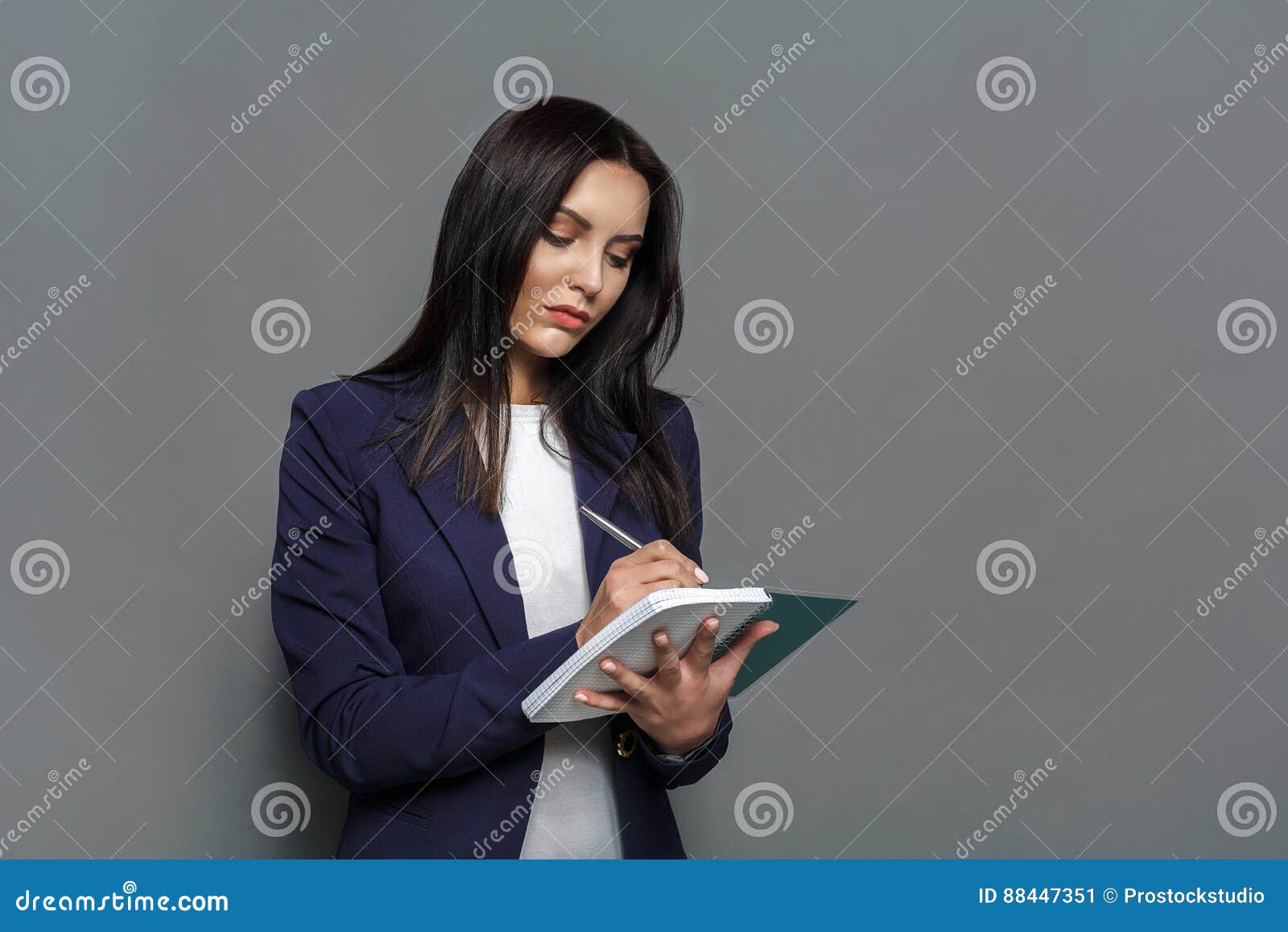 Business Woman Checking Schedule at Work Stock Image - Image of ...