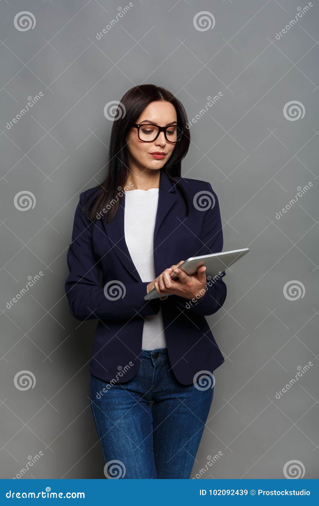 Business Woman Checking Schedule at Work Stock Image - Image of note ...