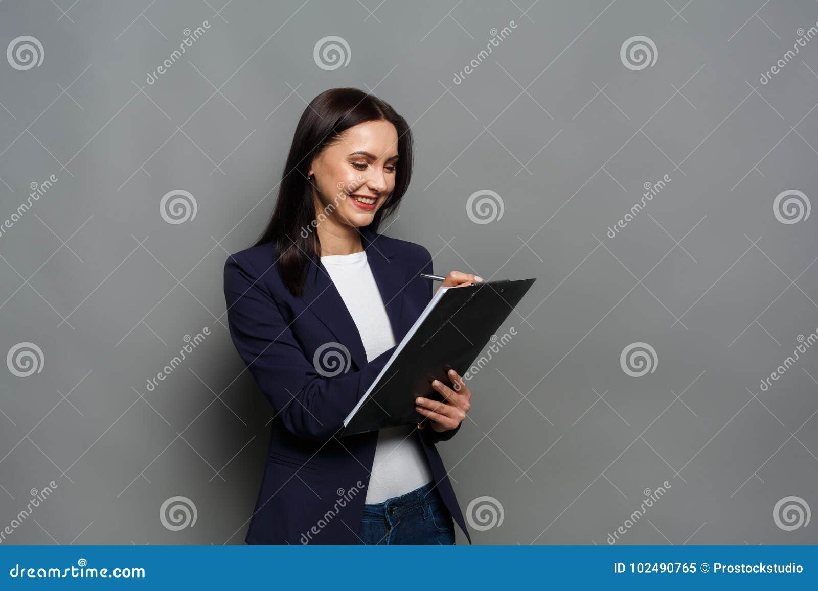 Business Woman Checking Schedule at Work Stock Image - Image of ...