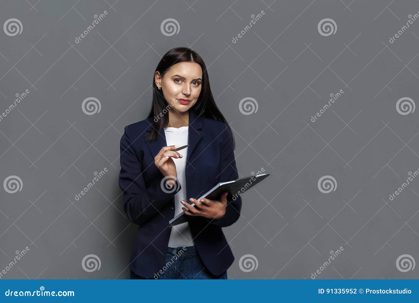 Business Woman Checking Schedule at Work Stock Photo - Image of notes ...