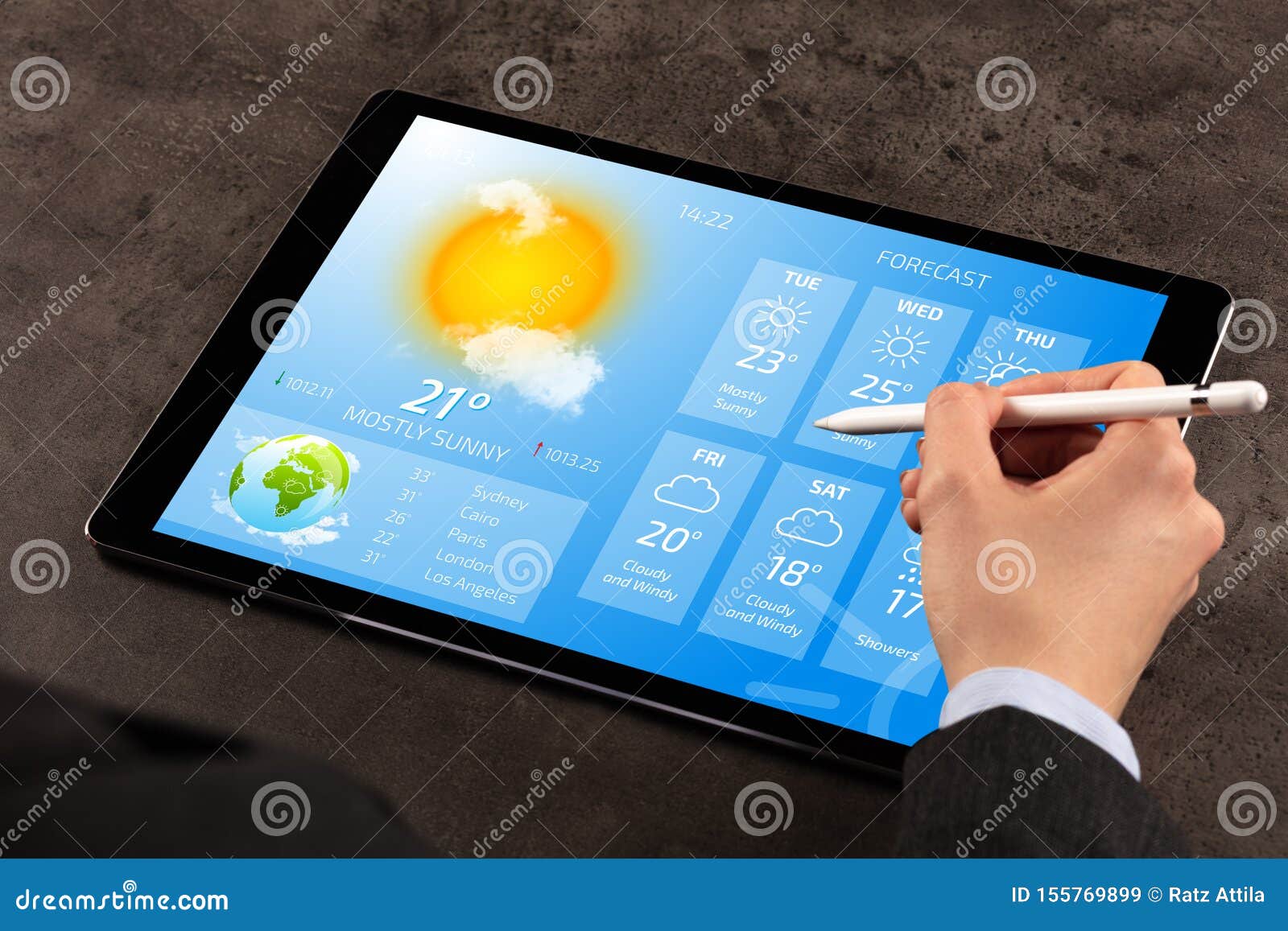 Business Woman Checking Weather Stock Image - Image of device, forecast ...