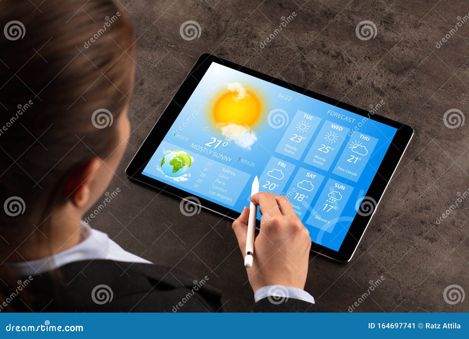 Business Woman Checking Weather Stock Image - Image of forecast ...