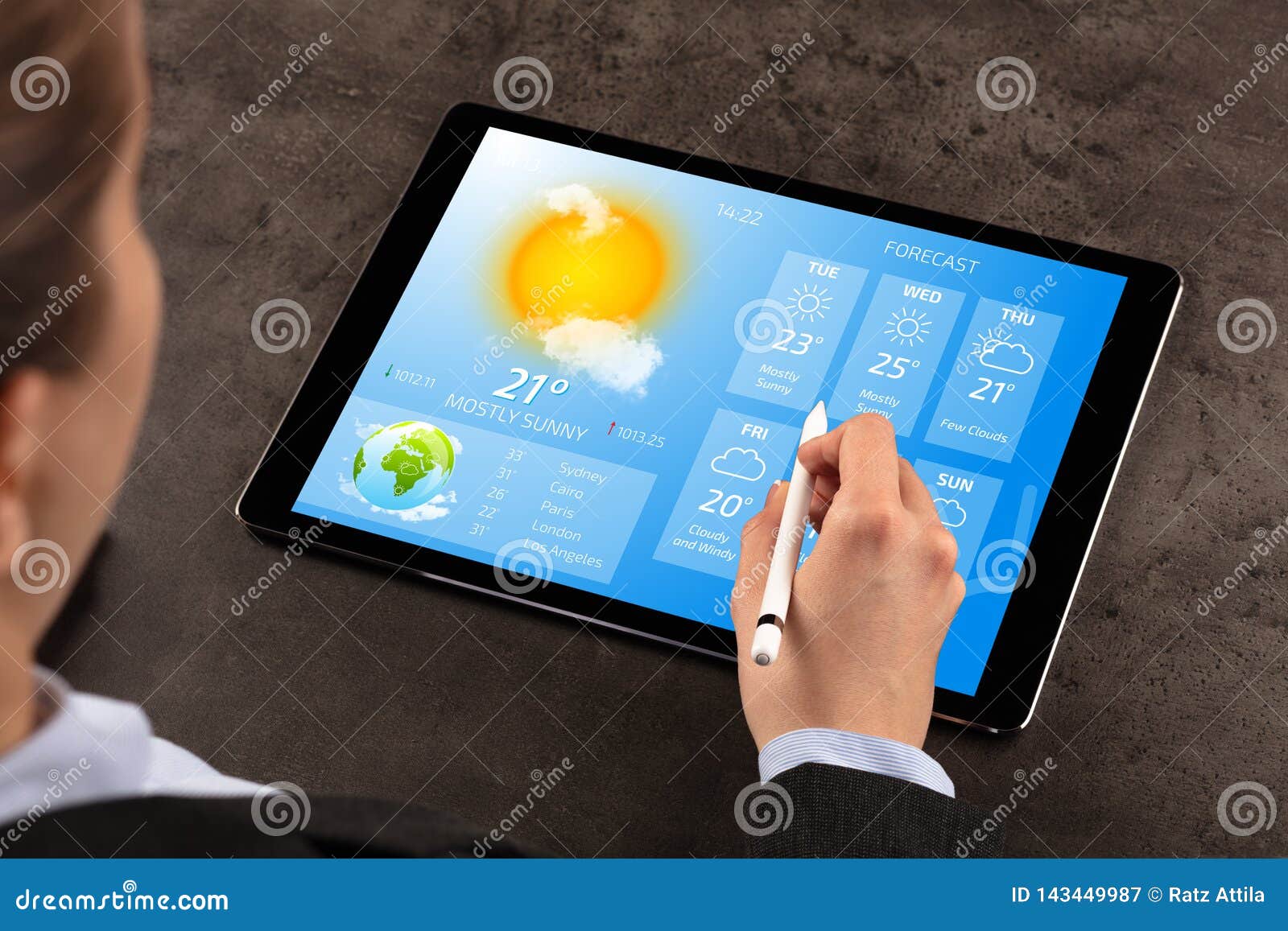 Business Woman Checking Weather Stock Image - Image of forecast, data ...