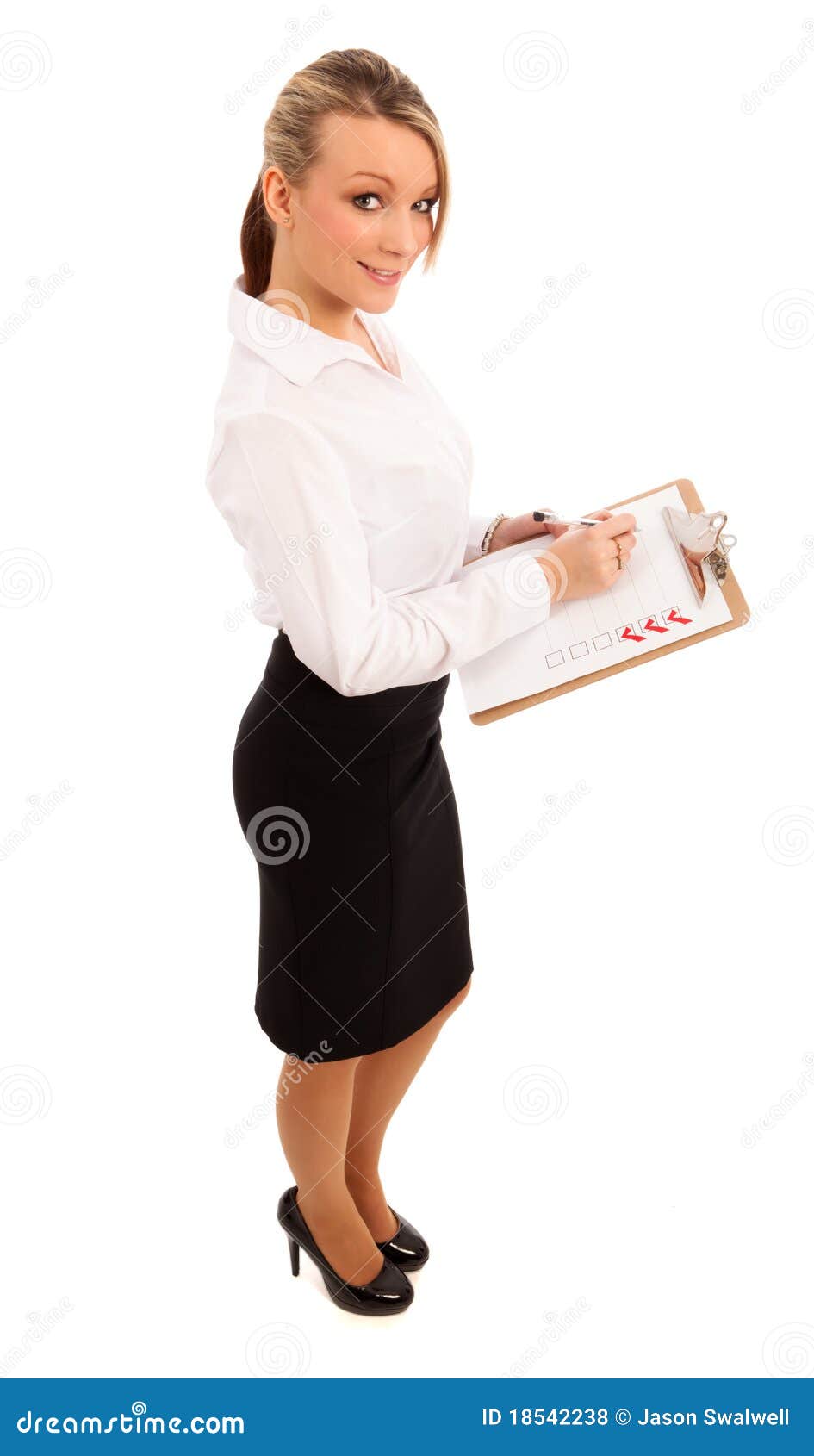 Business Woman with Checklist Stock Photo - Image of company, happy ...