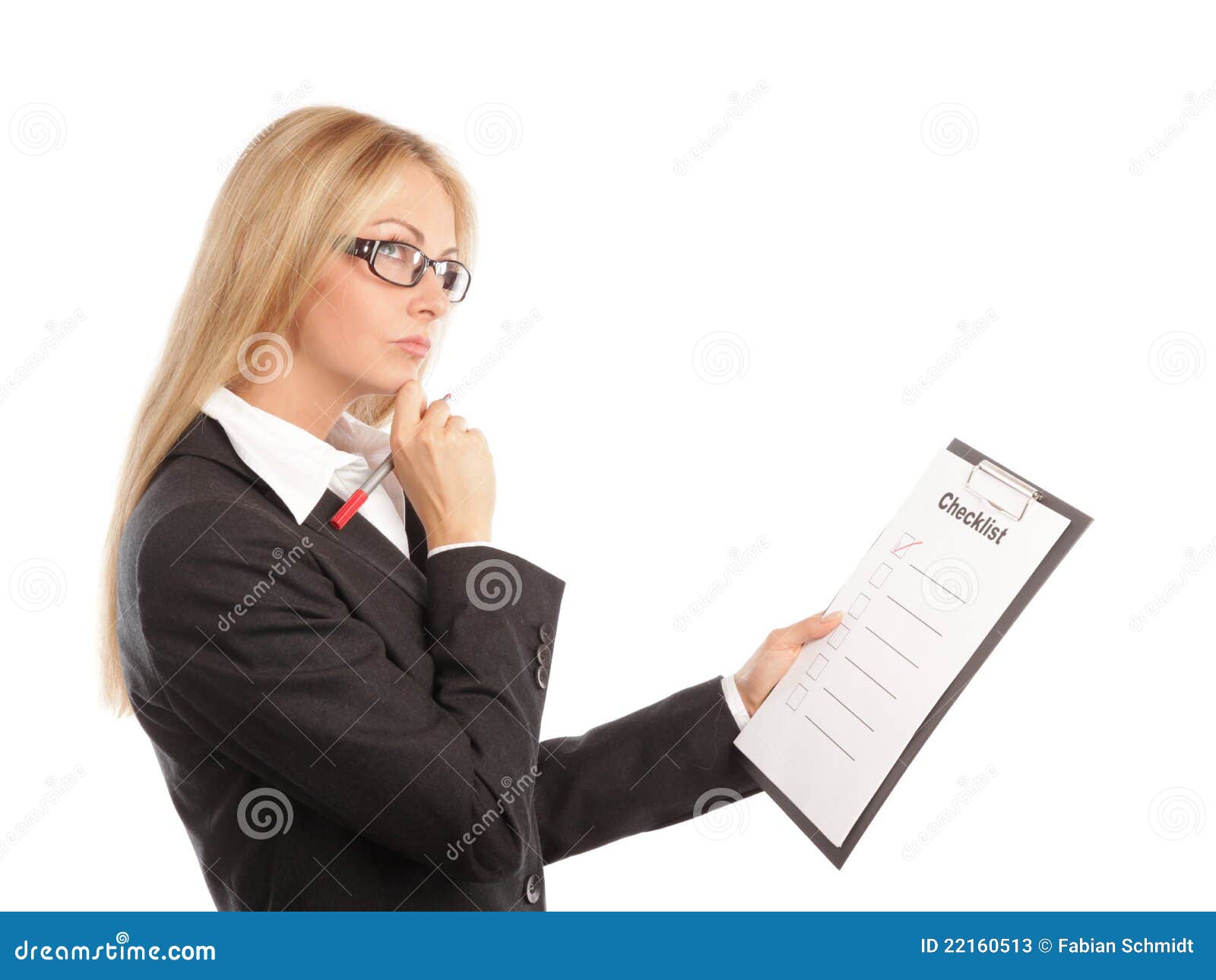 Business Woman with a Checklist Stock Image - Image of checking ...
